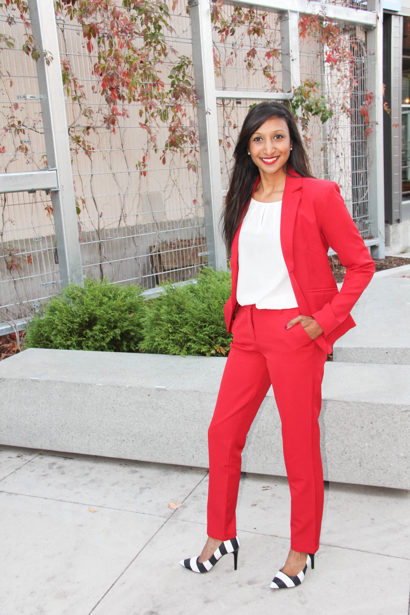 Red Power Suit - The Weekend Fashionista