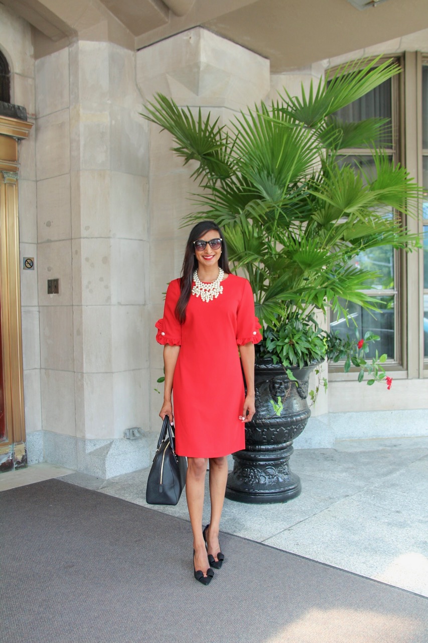 Red Ruffle Sleeve Dress - The Weekend Fashionista